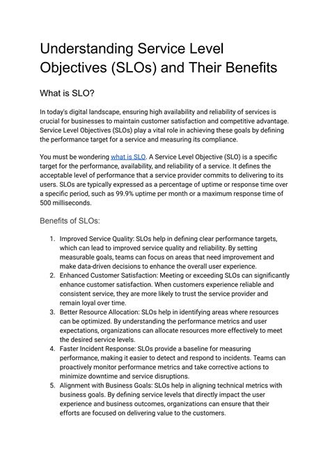 Understanding Service Level Objectives Slos And Their Benefits By