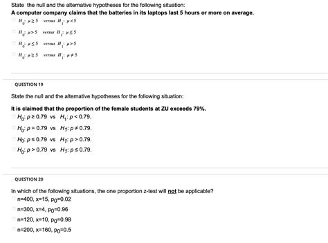 Solved State The Null And The Alternative Hypotheses For The