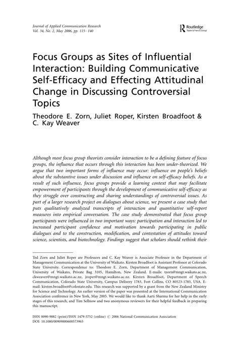 Pdf Focus Groups As Sites Of Influential Interaction Building