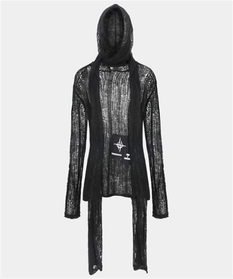 배드블러드 워크샵 립트 니트 후디드 스웨터 블랙 유니섹스 위시버킷