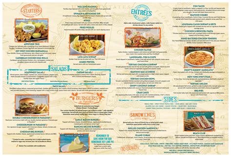 Menu Destin Fls Margaritaville Destin Sirved