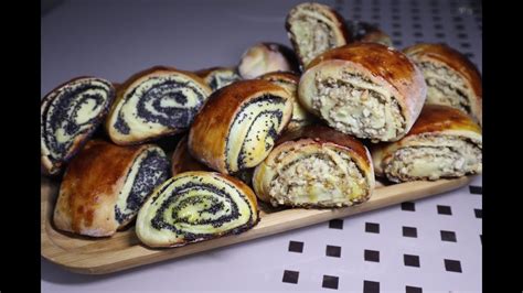 გაგისინჯავთ ფუნთუშა ყაყაჩოს თესლით მაკიანი ბულკები ხვეულა ნიგვზით უნაზესი ცომის რეცეპტი