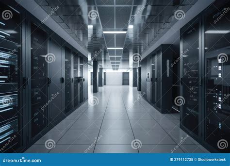 Modern Data Center With Sleek And Clean Design For High Tech Companies And Startups Stock