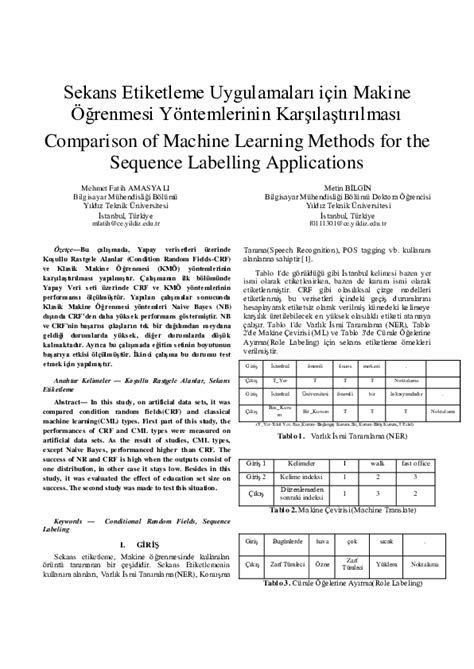 pdf comparison of machine learning methods for the sequence labelling applications