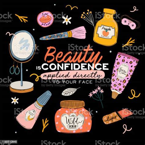 트렌디 한 낙서 스타일의 피부를위한 병 항아리 튜브에 천연 유기농 화장품 세트 스킨 케어 루틴 눈가리개 안경류에 대한 스톡 벡터