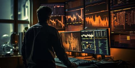 Premium Photo A Man Looking At Multiple Screens