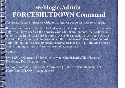Weblogic Cluster Command Line Ppt