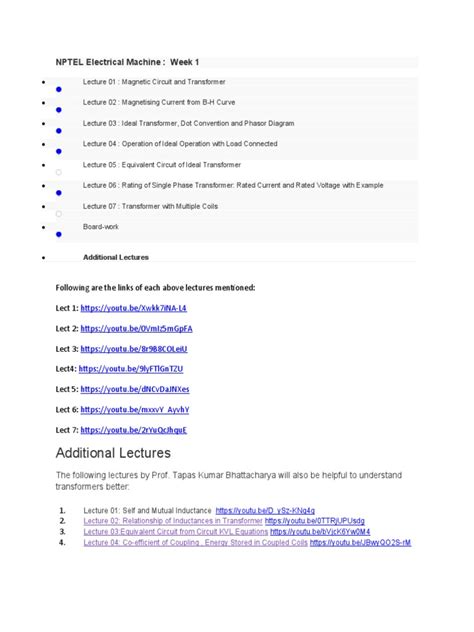 Additional Lectures Nptel Electrical Machine Week 1 Pdf