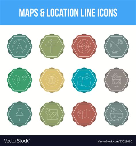 Unique Maps Location Line Icon Set Royalty Free Vector Image