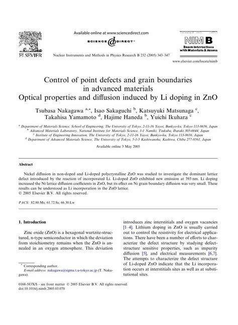 Pdf Control Of Point Defects And Grain Boundaries In Advanced
