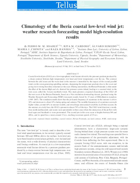 Pdf Climatology Of The Iberia Coastal Low Level Wind Jet Weather Research Forecasting Model