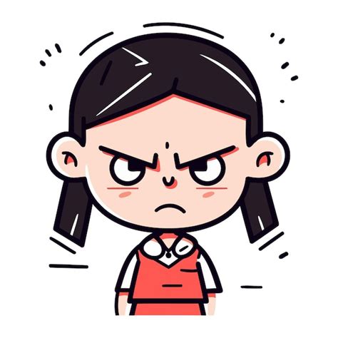 Premium Vector Angry Girl Face Expression Cute Cartoon Girl Vector
