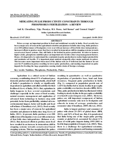 Pdf Mitigating Pulse Productivity Constraints Through Phosphorus Fertilization A Review