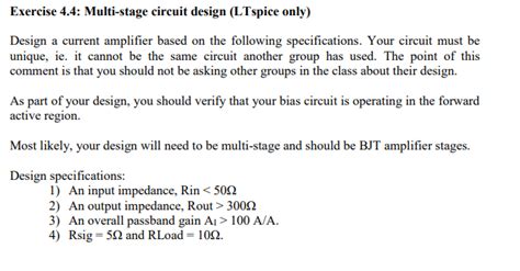 Solved Exercise 44 Multi Stage Circuit Design Ltspice