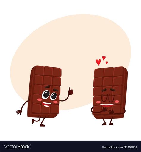 Two Funny Chocolate Bar Characters One Showing Thumb Up Another