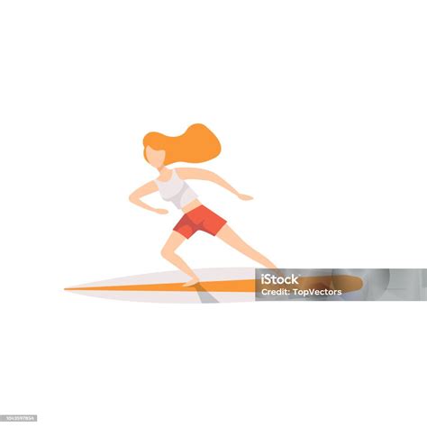 서핑 보드 파도 타는 서퍼 여자 캐릭터에 젊은 여자는 흰색 바탕에 그림을 벡터 남자에 대한 스톡 벡터 아트 및 기타 이미지 남자 러시아 모션 Istock