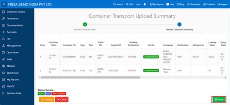 Steps To Upload Container Transport Details In The Fresa