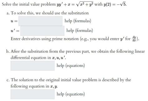 solved solve the initial value problem yy x v x2 y2
