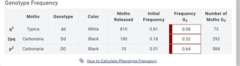 Calculate Genotype Frequencies And Number Of Moths In