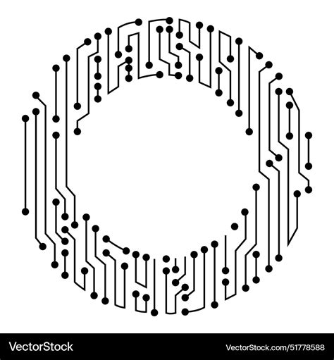 Circuit Board Circle Frame Abstract Digital Round Vector Image
