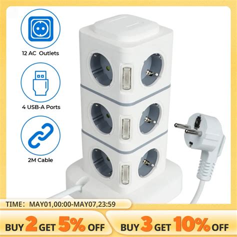 12 220v 10a Eu 2 8m 4 Usb