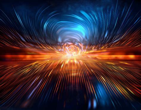 Abstract Image With Flowing Lines Of Light In Blue And Orange Creating
