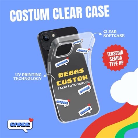 Jual CUSTOM CASE CLEAR BENING BEBAS DESIGN IPHONE SAMSUNG OPPO REALME XIAOMI REDMI VIVO IQOO