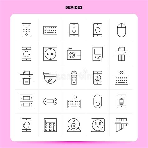 Outline 25 Devices Icon Set Vector Line Style Design Black Icons Set Linear Pictogram Pack
