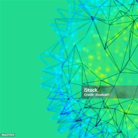 연결된 라인 및 점 과학 그림입니다 빛나는 미세한 형태 빛나는 그리드 연결 구조입니다 와이어 프레임 벡터 일러스트입니다 파란색에 대한 스톡 벡터 아트 및 기타 이미지