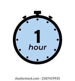 1 Hour Timer Clock Stopwatch Isolated Stock Vector Royalty Free