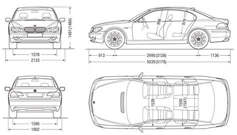 Bmw 7 Series Sedan E65 2007 Blueprint Download Free Blueprint For 3d