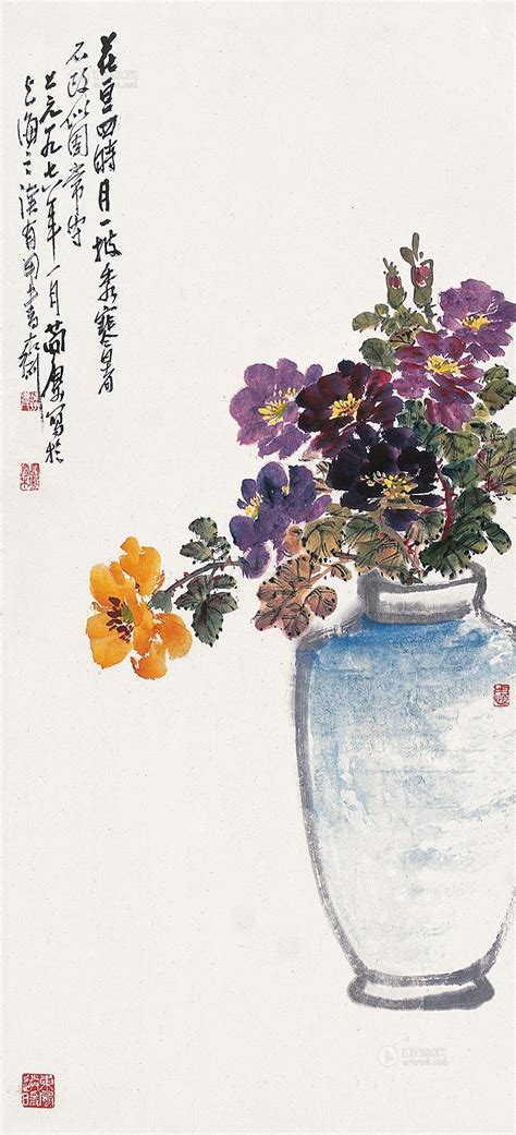 国画瓶花小景 国画花瓶花卉 伤感说说吧