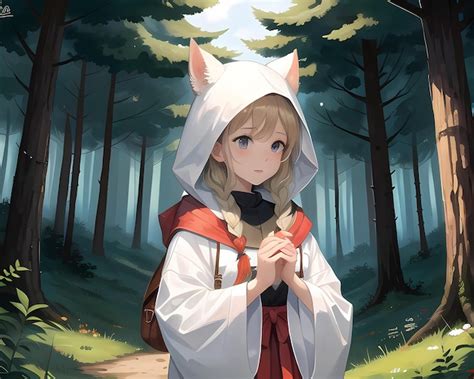 Premium AI Image A Girl Participating In An Ancient Forest Ritual Ai Generated