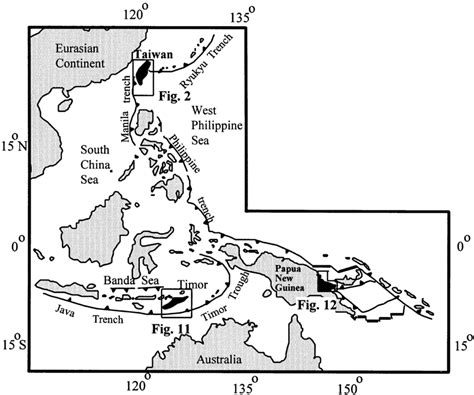 Modern Arccontinent Collision Tectonics In Taiwan Timor And Papua New Download Scientific