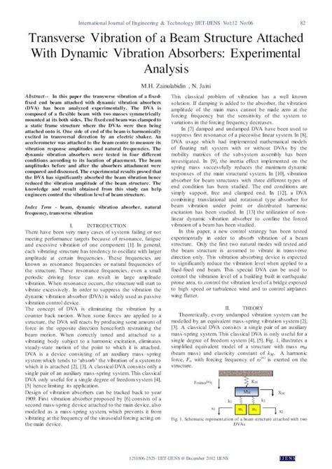 Pdf Transverse Vibration Of A Beam Structure Attached With Of Vibration Absorbers Can Be