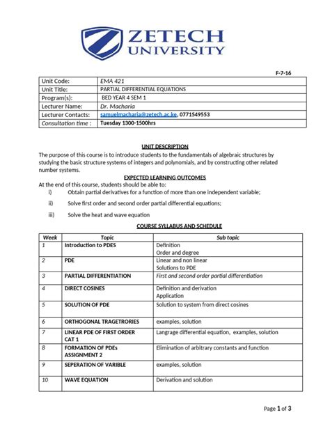 Pde 1 Pdf Partial Differential Equation Equations