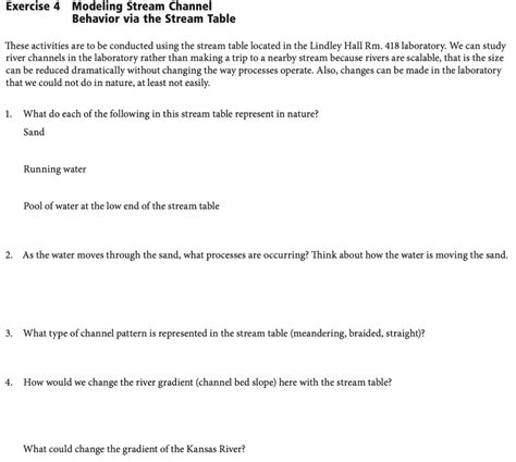 Solved Exercise 4 Modeling Stream Channel Behavior Via The Chegg Com