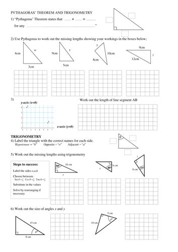 Pythagoras And Trigonometry Worksheet Teaching Resources