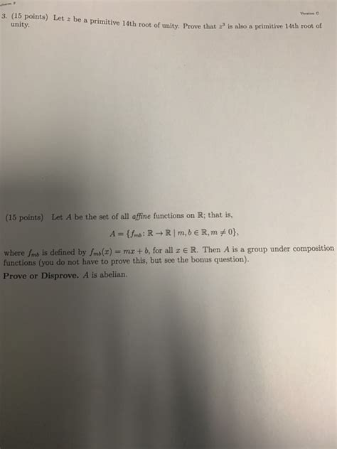 Solved Unity A Primitive 14th Root Of Unity Prove That A Is