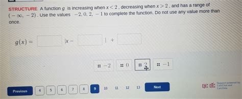 solved structure a function g is increasing when x 2 and has a rang