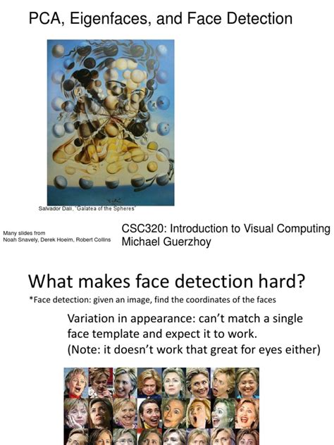 pca eigenfaces and face detection csc320 introduction to visual
