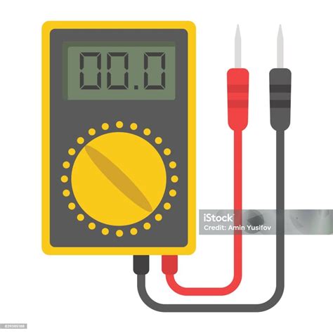 디지털 멀티 미터 평면 아이콘 빌드 및 수리 전기 Volmeter 기호 벡터 그래픽 흰색 배경 Eps 10에는 다채로운 솔리드 패턴 디지털 화면에 대한 스톡 벡터 아트 및