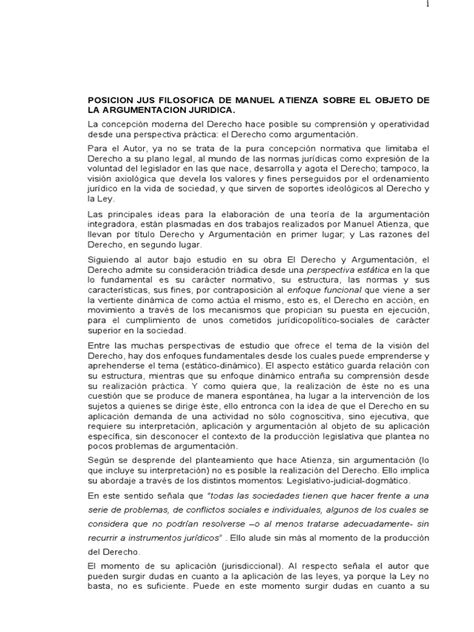 Argumentación Jurídica Según Manuel Atienza Pdf Teoría