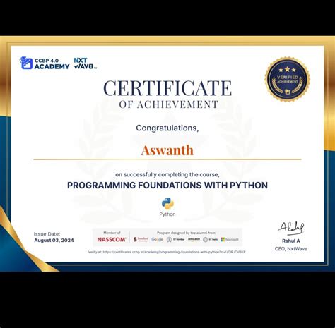 𝐀𝐒𝐖𝐀𝐍𝐓𝐇 𝐒 On Linkedin I Am Excited To Share That I Have Completed The Programing Foundation