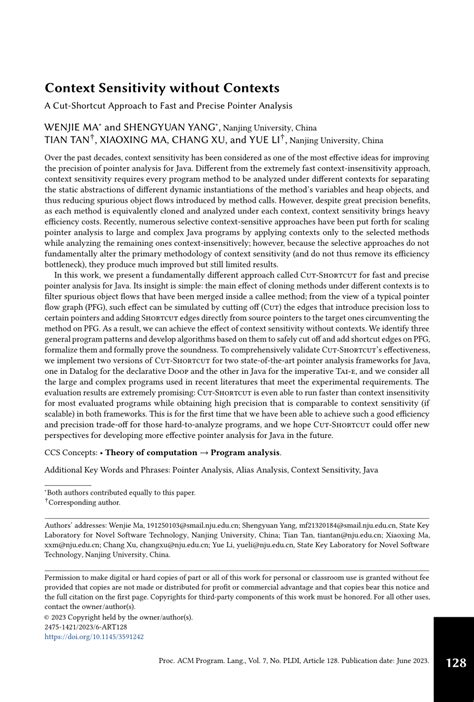 pdf context sensitivity without contexts a cut shortcut approach to