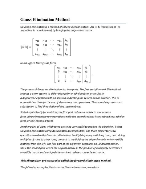 Gauss Elimination Method