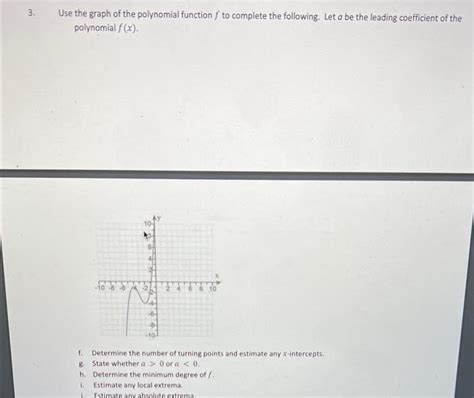 Solved 3 Use The Graph Of The Polynomial Function F To