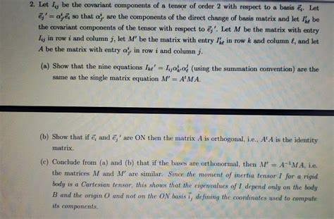 2 Let Iij Be The Covariant Components Of A Tensor Of