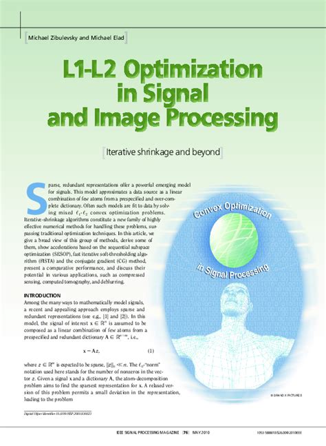 Pdf L1 L2 Optimization In Signal And Image Processing