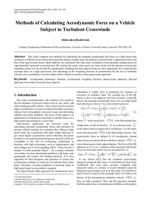 Pdf Methods Of Calculating Aerodynamic Force On A Vehicle Article